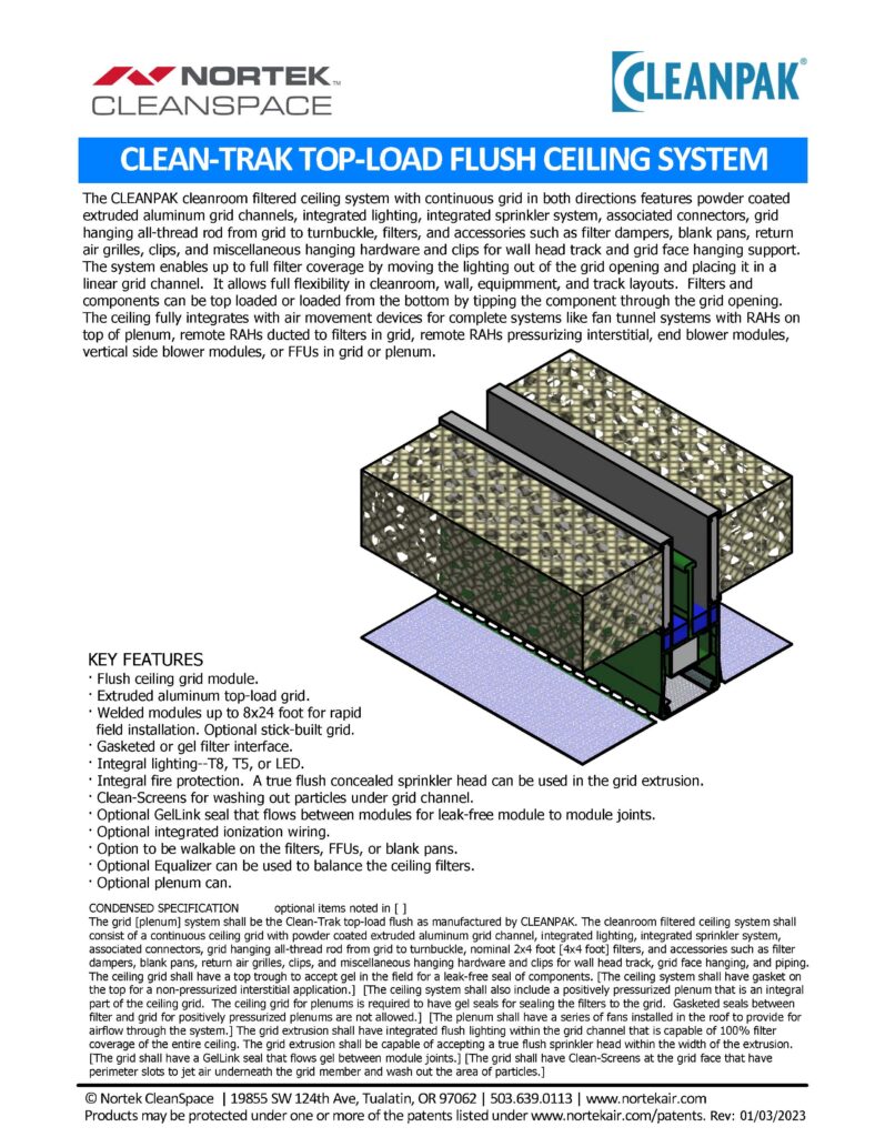 Clean-Trak® Modular Cleanroom Ceiling Grids | Nortek CLEANSPACE