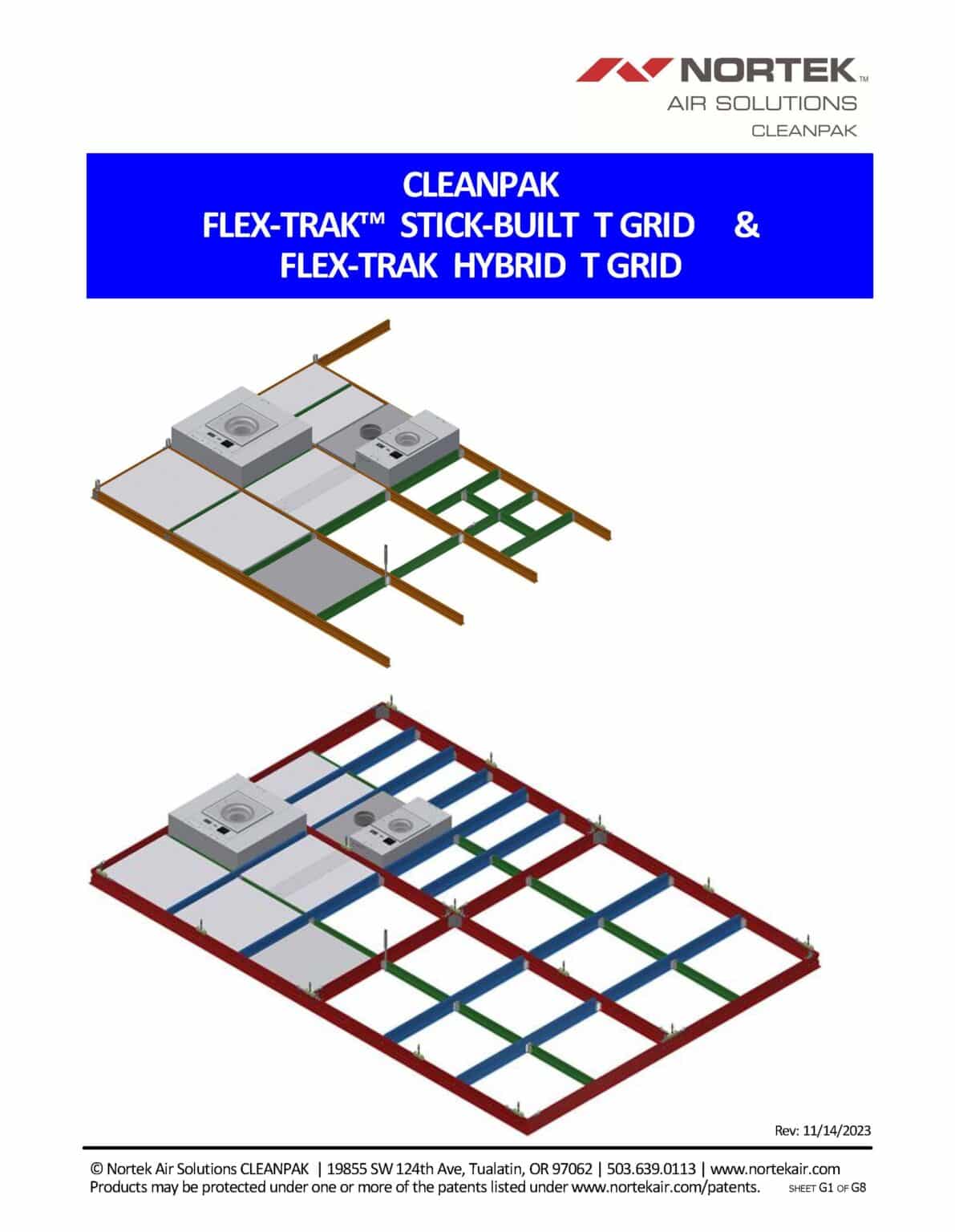 CleanPak Flex-Trak™ T Grid Ceiling System | Nortek CleanSpace
