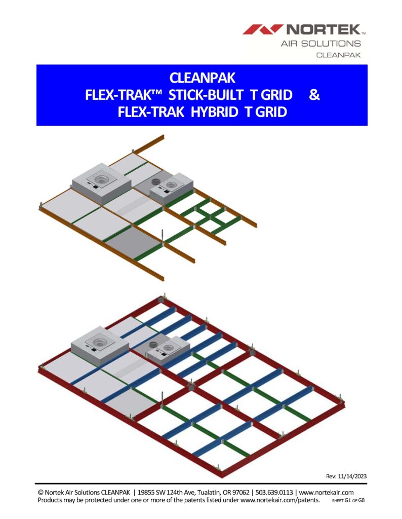 CleanPak Flex-Trak™ T Grid Ceiling System | Nortek CleanSpace